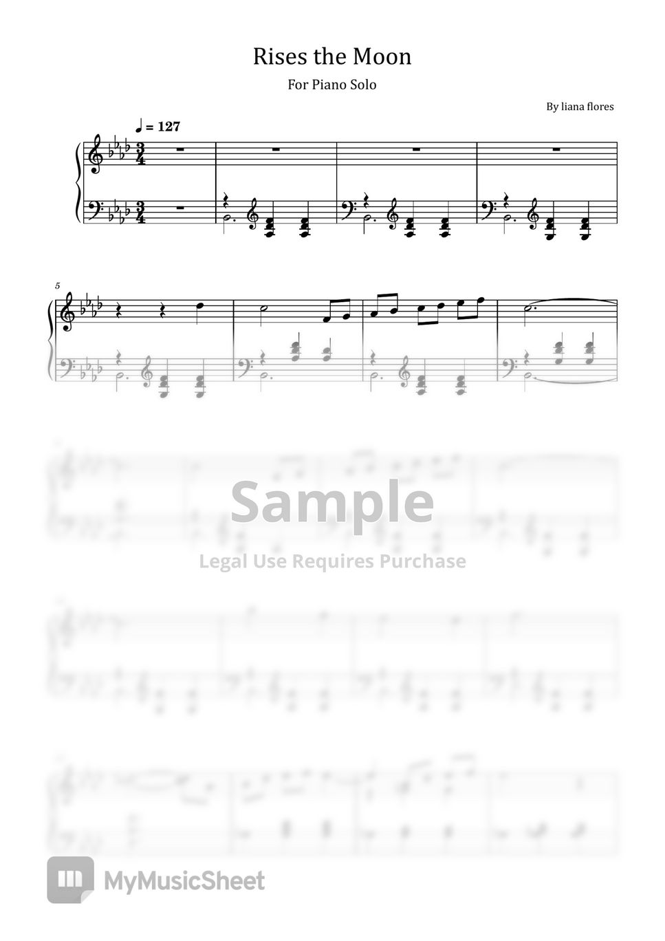 Liana Flores - Rises the Moon - Liana Flores - For Piano Solo (For Piano Solo) Sheets by poon