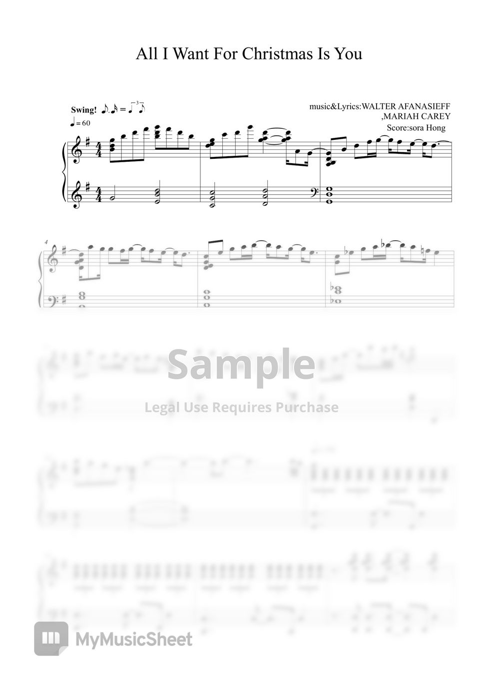 Mariah Carey - All I Want For Christmas Is You Sheets by sora Hong