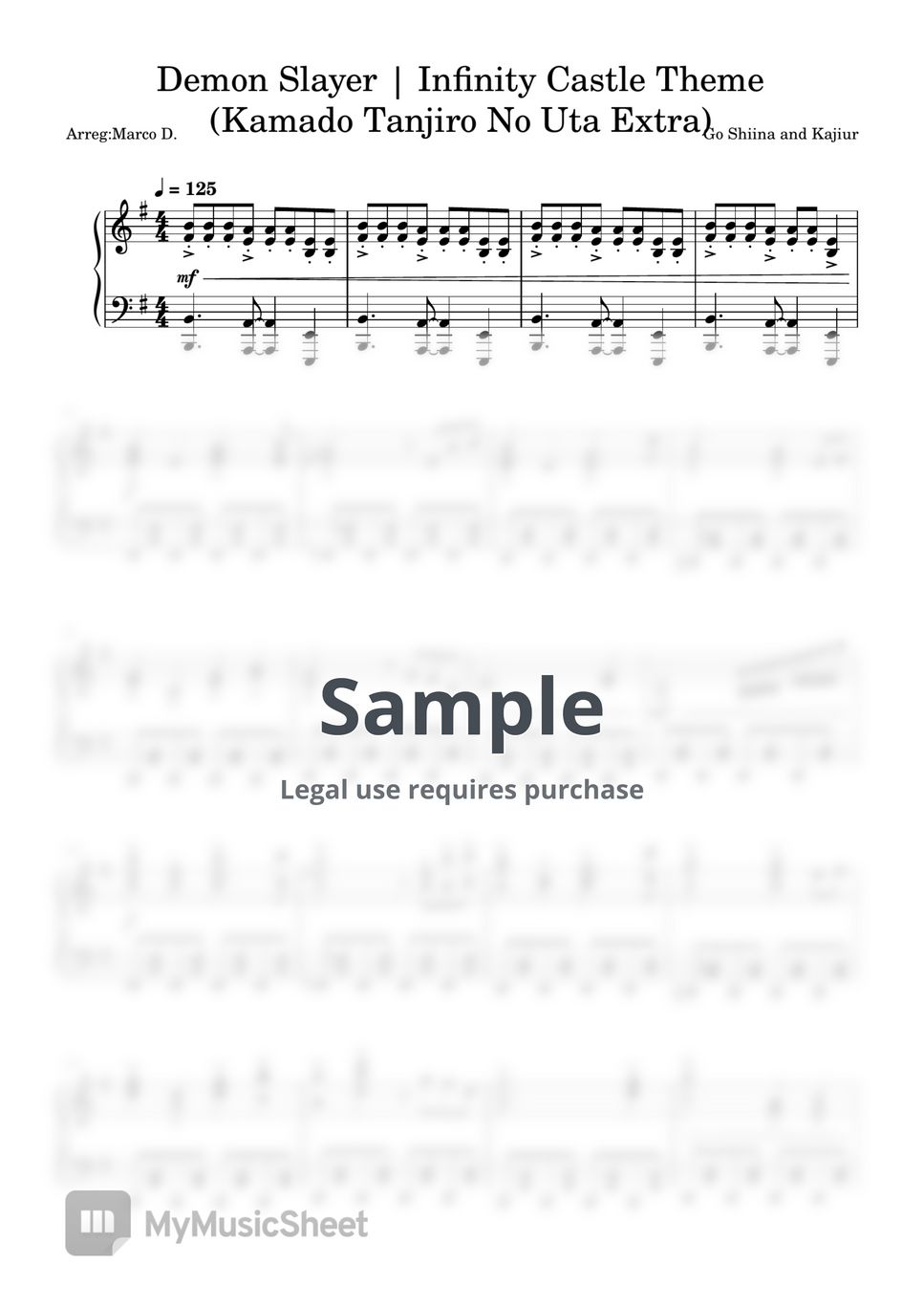 Go Shiina and Kajiur - Infinity Castle Theme (Demon Slayer) Sheet Music by Marco D.