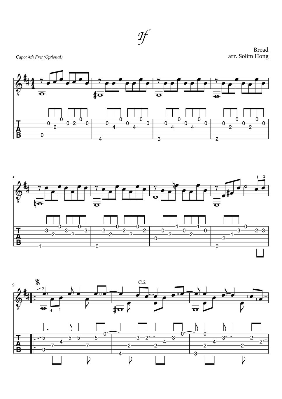 Bread - If (Guitar Solo+TAB) TAB by Solim Hong