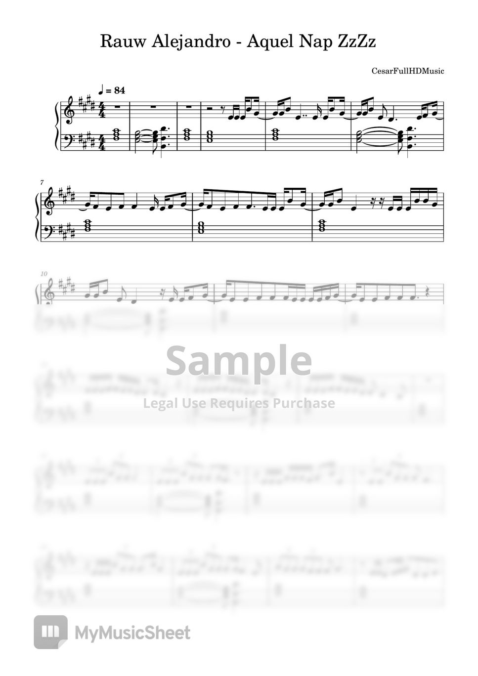 Rauw Alejandro - Aquel Nap ZzZz Sheet Music