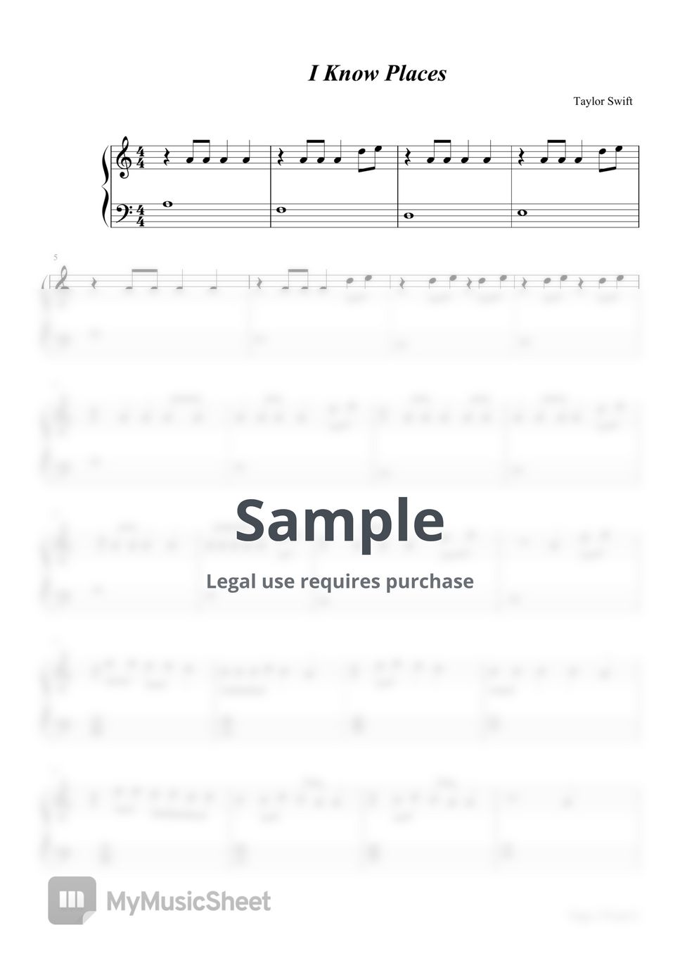 Taylor Swift - I Know Places (Taylor Swift) Sheets by Yilun