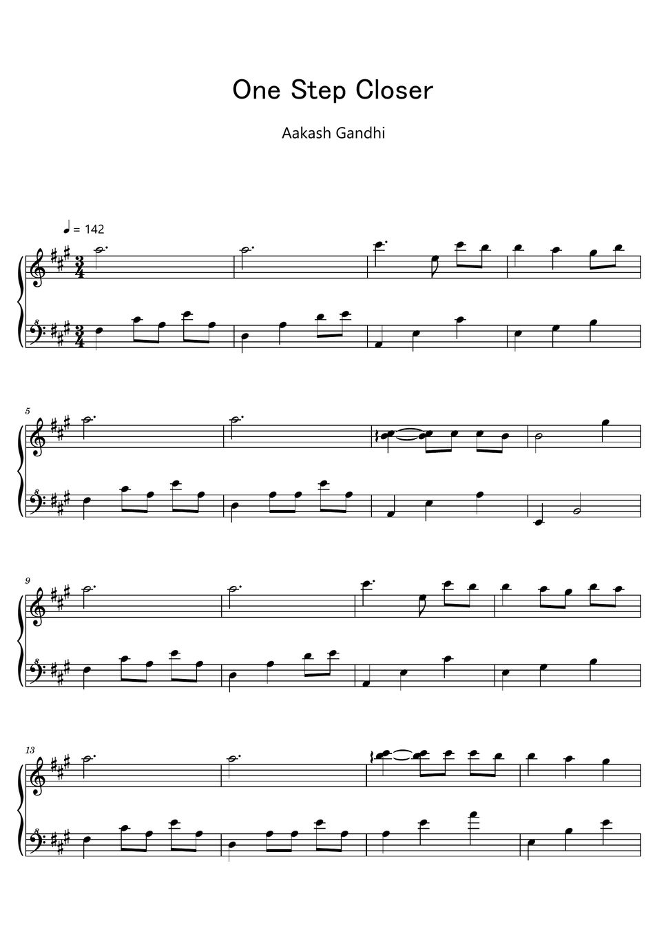 Aakash Gandhi - One Step Closer (Sheet Music, MIDI,) 악보 by sayu