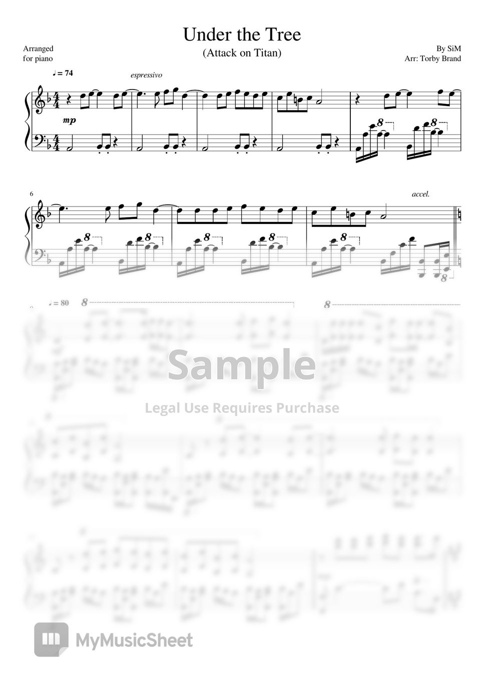 SiM - UNDER THE TREE (Attack on Titan) Sheet Music by Torby Brand