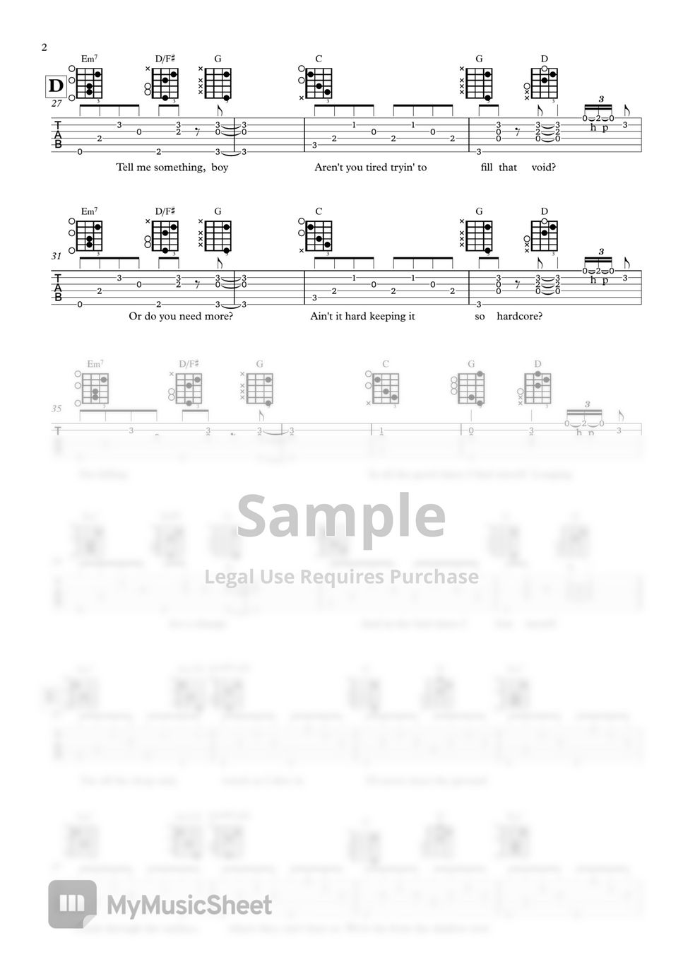lady gaga braley cooper - Shallow (Guitar TAB) Sheet Music by 서동욱