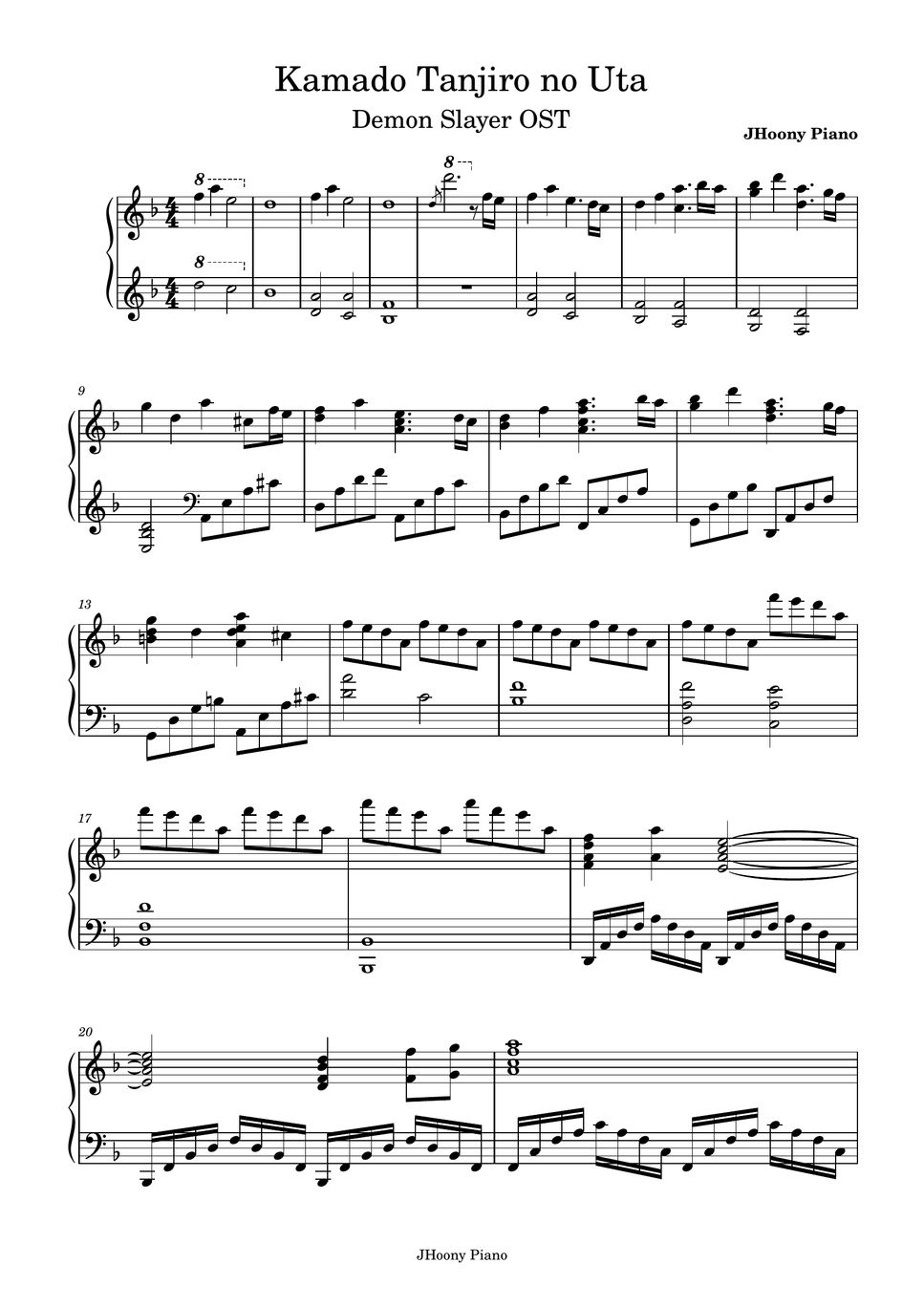 Demon Slayer OST - Kamado Tanjiro no Uta Sheets by JHoony Piano