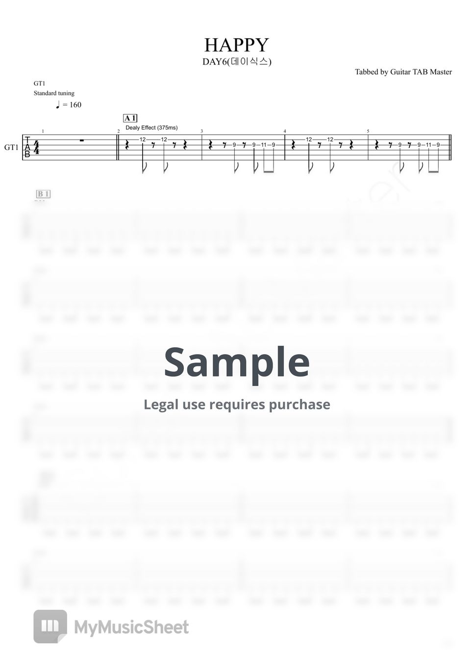 DAY6 (데이식스) - HAPPY Sheets by Guitar TAB Master