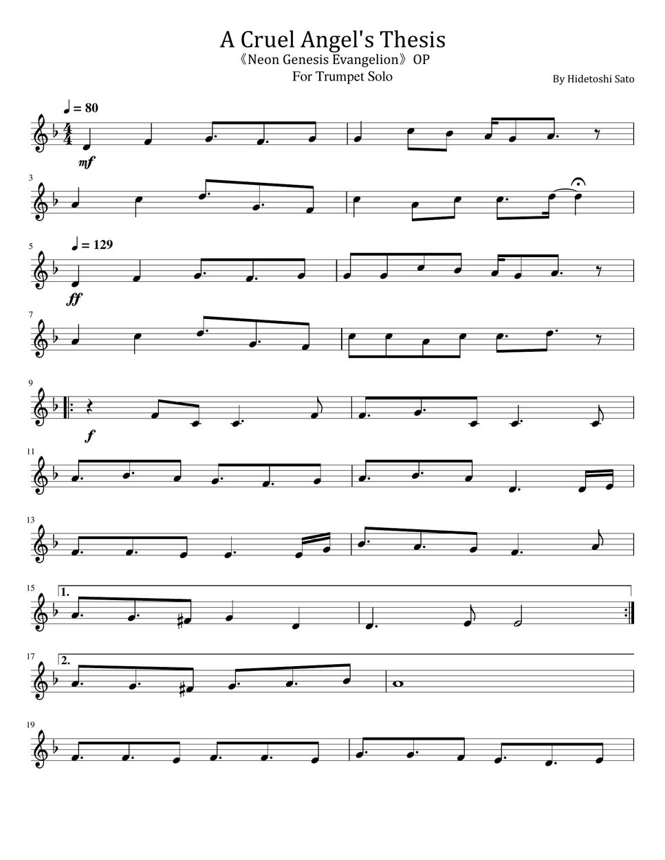 Hidetoshi Sato - A Cruel Angel's Thesis (残酷天使的行动纲领 - Neon Genesis ...