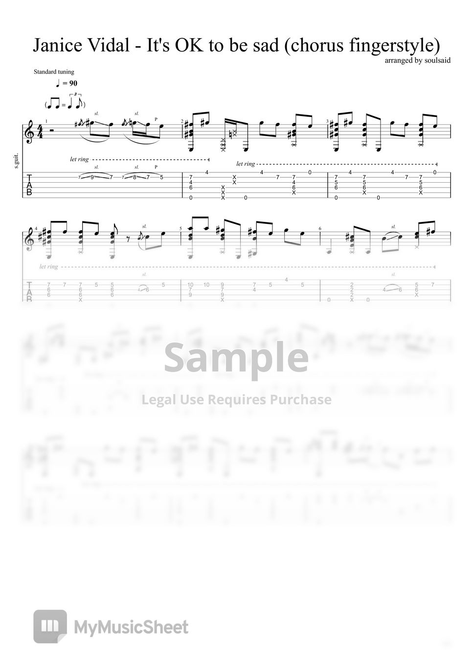 衛蘭 - It's OK To Be Sad (chorus fingerstyle) Sheet by soulsaid