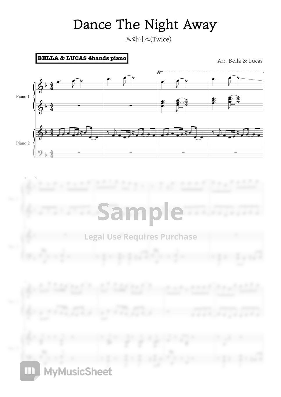 Twice (4hands piano) - Dance The Night Away Sheets by BELLA&LUCAS
