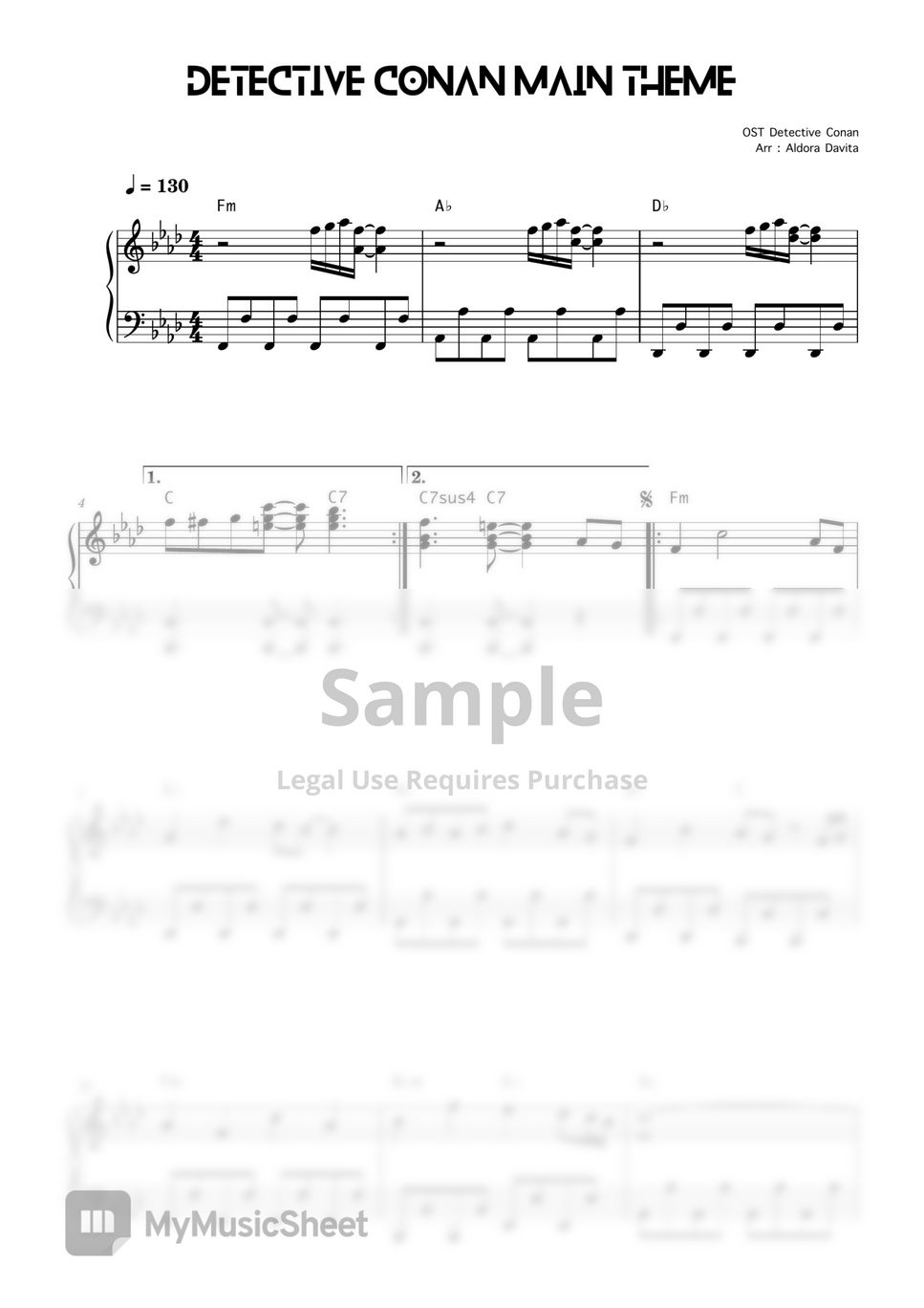 Detective Conan - Detective Conan Main Theme Sheets by Aldora Davita