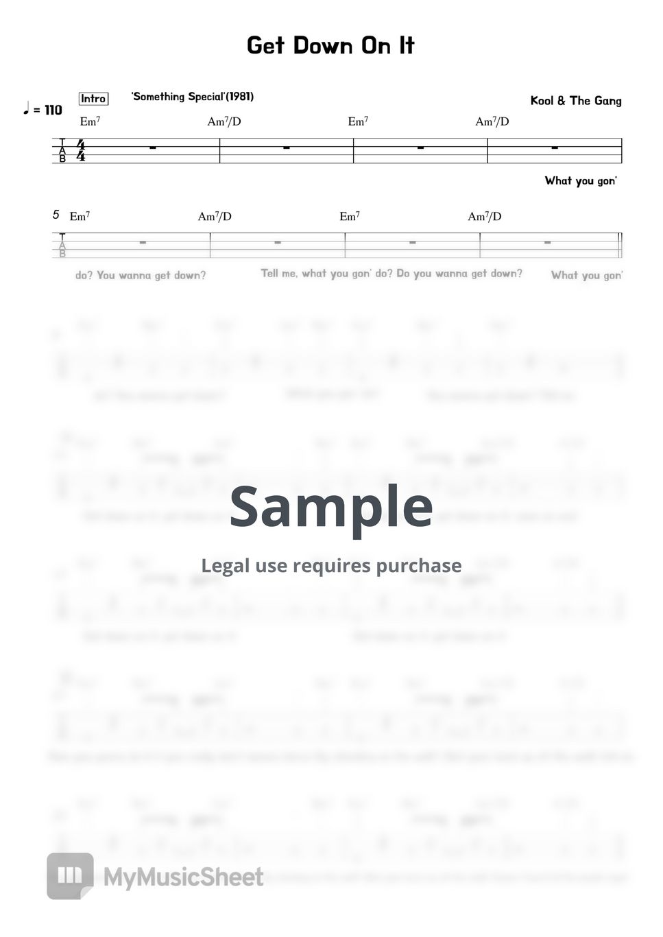 Kool & The Gang - Get Down On It Sheets by 김미(Kimme)