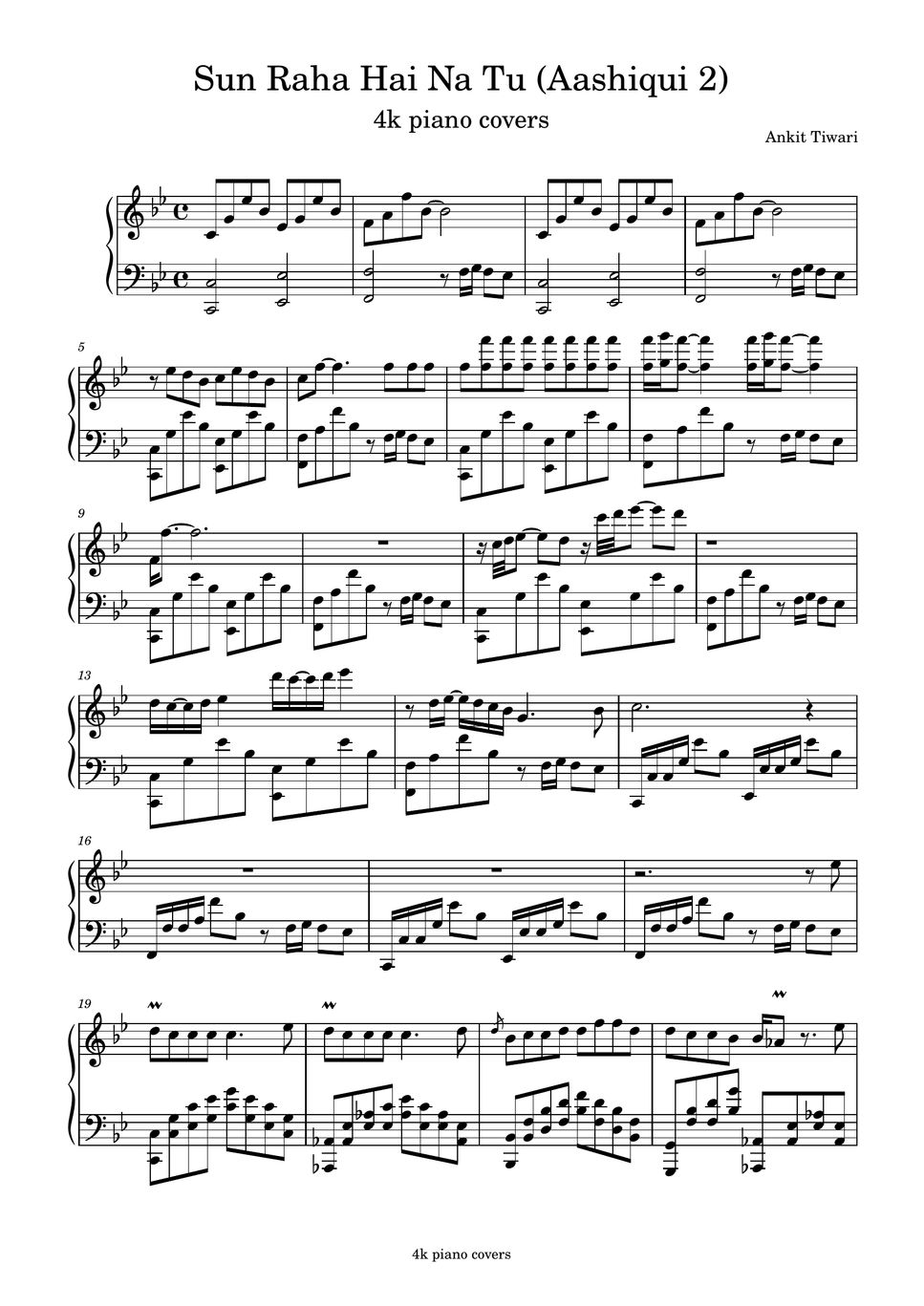 Ankit Tiwari - Sun Raha Hai Na Tu - advanced piano Sheet by 4k piano covers