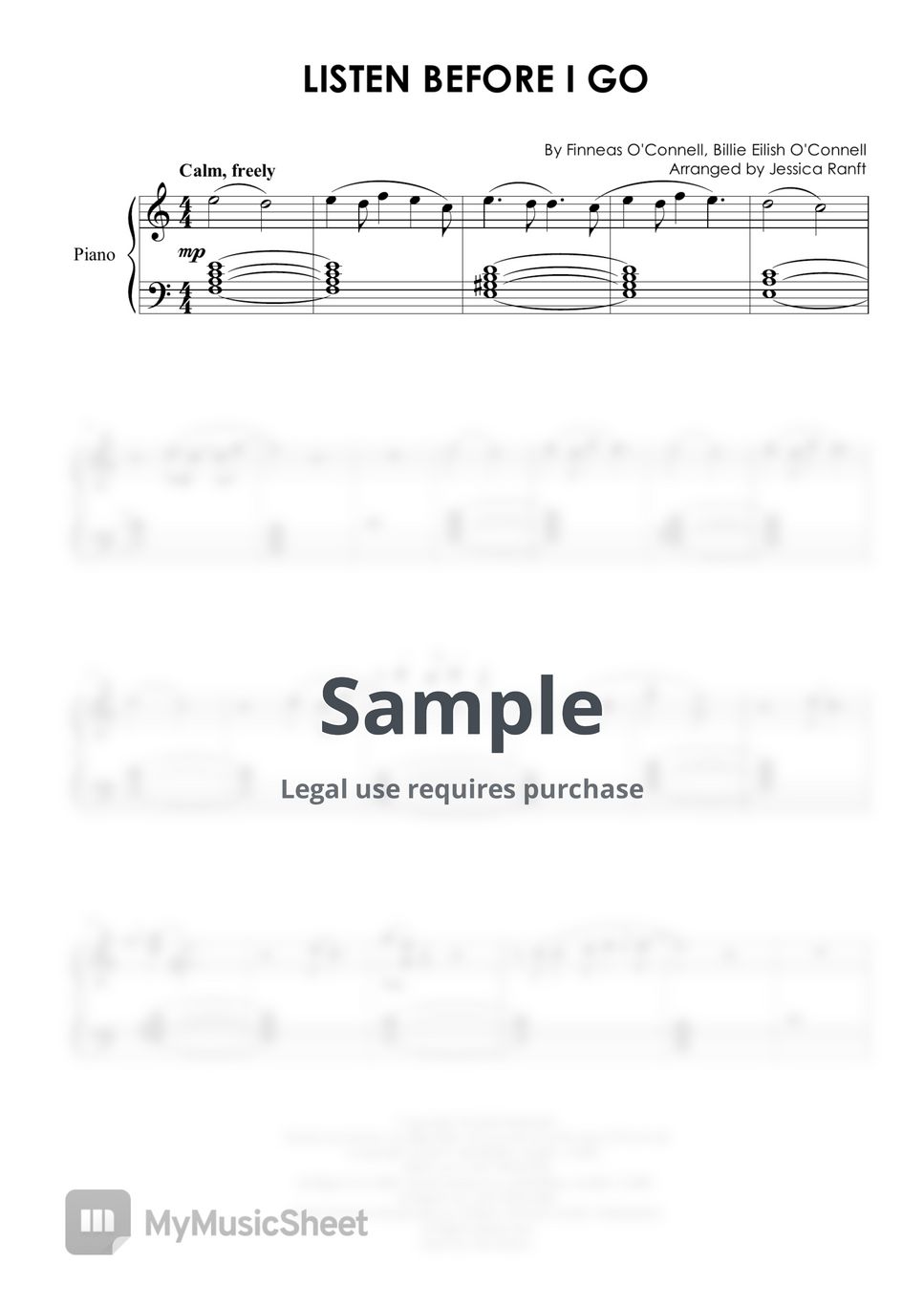Billie Eilish - Listen Before I Go Partitura by Balladial Piano