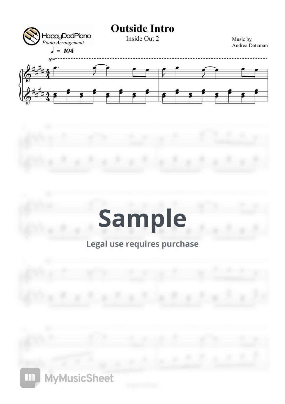 Andrea Datzman - Outside Intro From Inside Out 2 Sheet Music by ...