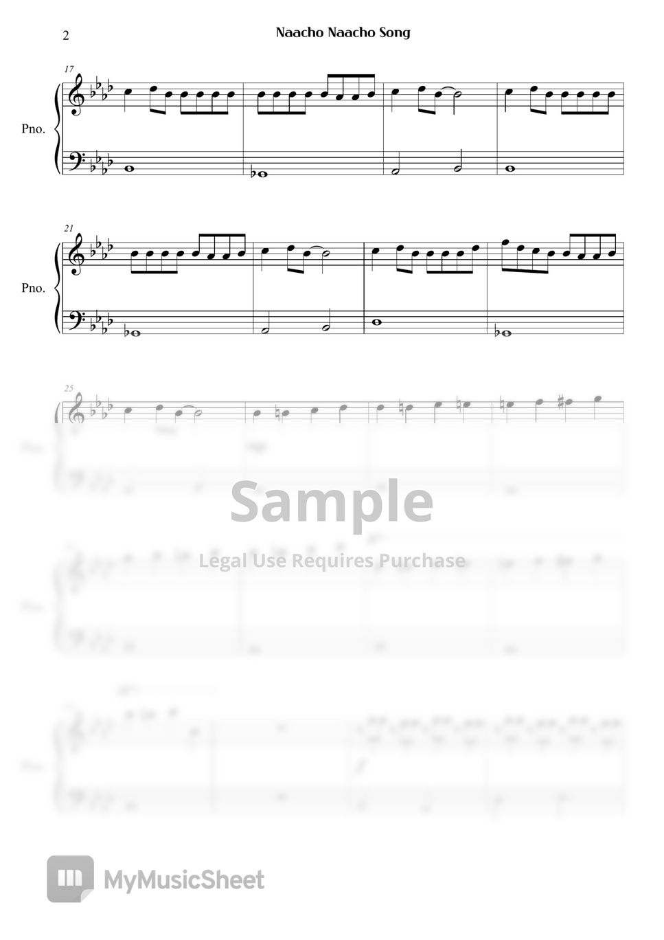 RRR - Naacho Naacho Sheet Music by Right Now Piano