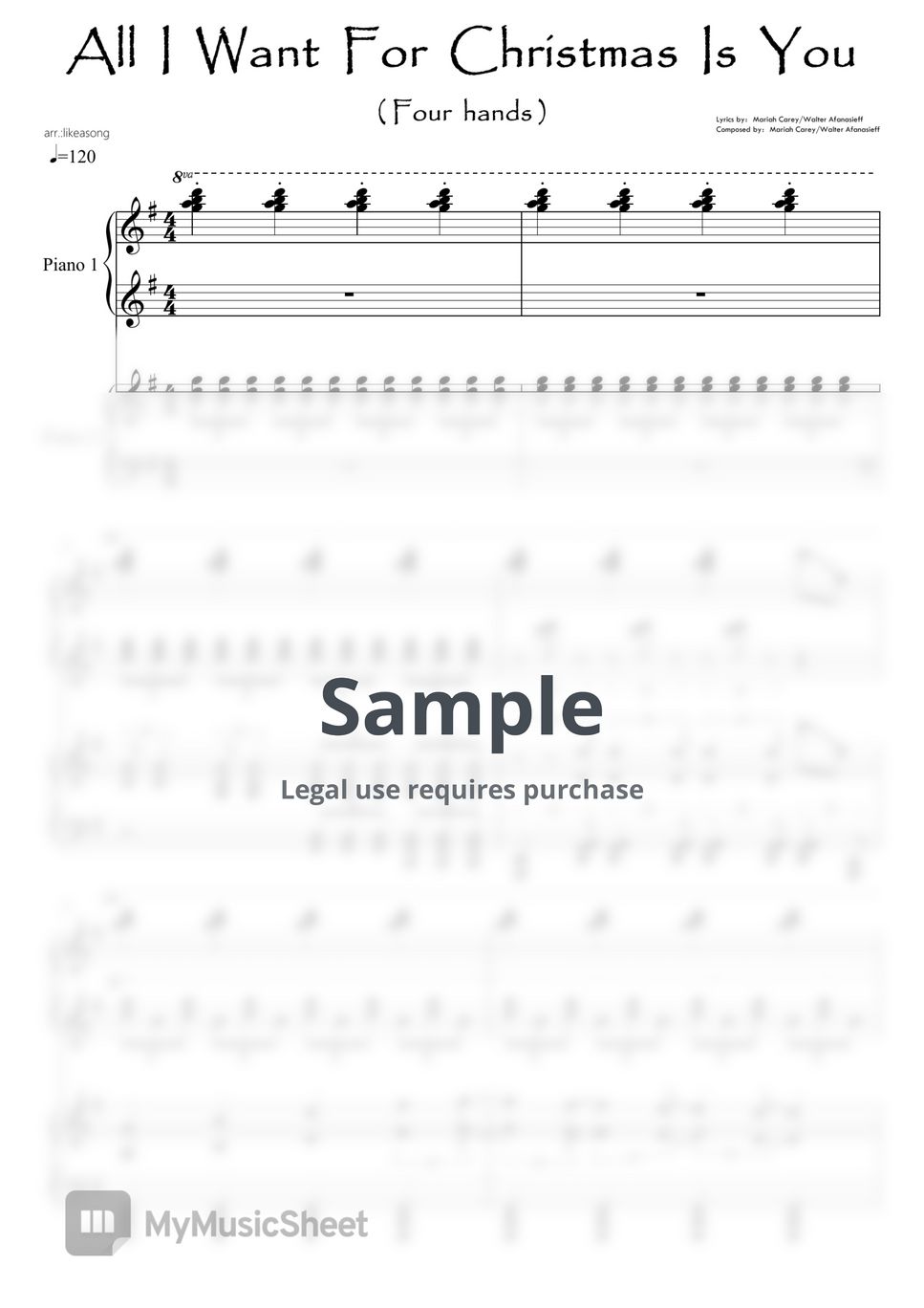 Mariah Carey/Walter Afanasieff - All I Want For Christmas Is You -Four ...