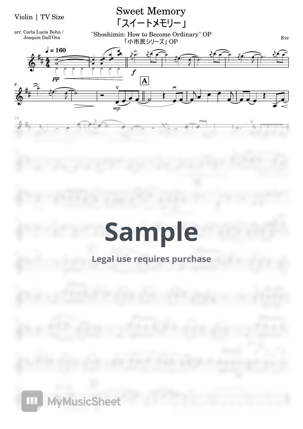 Eve - Sweet Memory | "Shoshimin: How to Become Ordinary" OP Sheets by ...