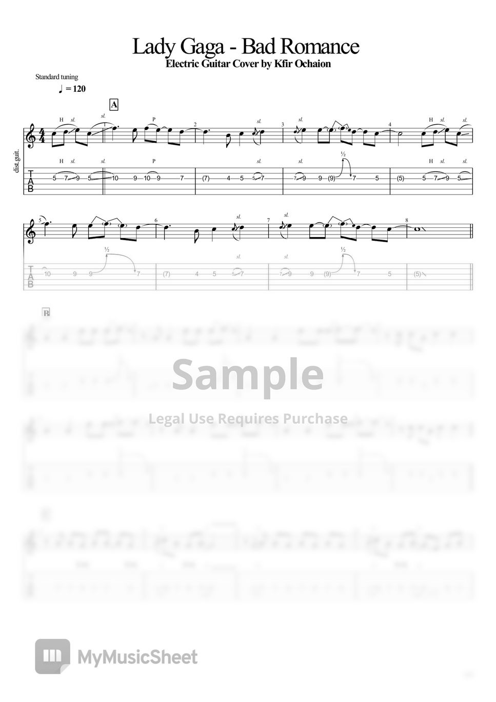 Lady Gaga - Bad Romance Sheet Music by Kfir Ochaion