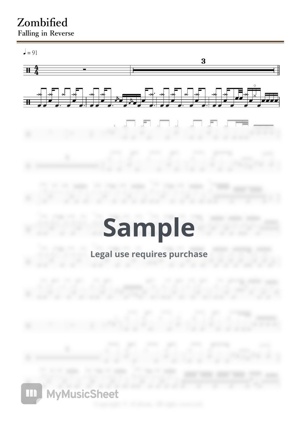 Falling In Reverse - Zombified Sheet Music by 城九