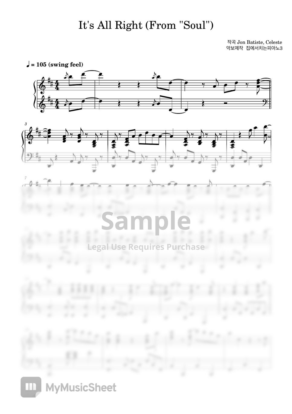 Jon Batiste, Celeste - It's All Right (From "Soul") 악보 by House.Play.Piano3