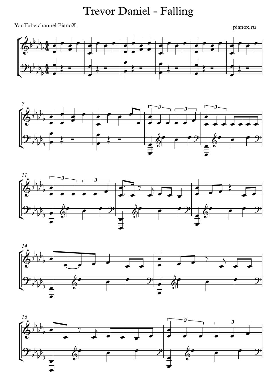 Trevor Daniel - Falling Sheets by PianoX