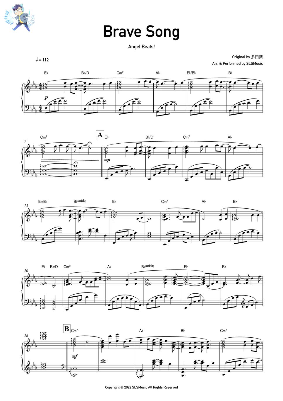 Angel Beats! - Brave Song (Tada Aoi) Sheets by SLSMusic