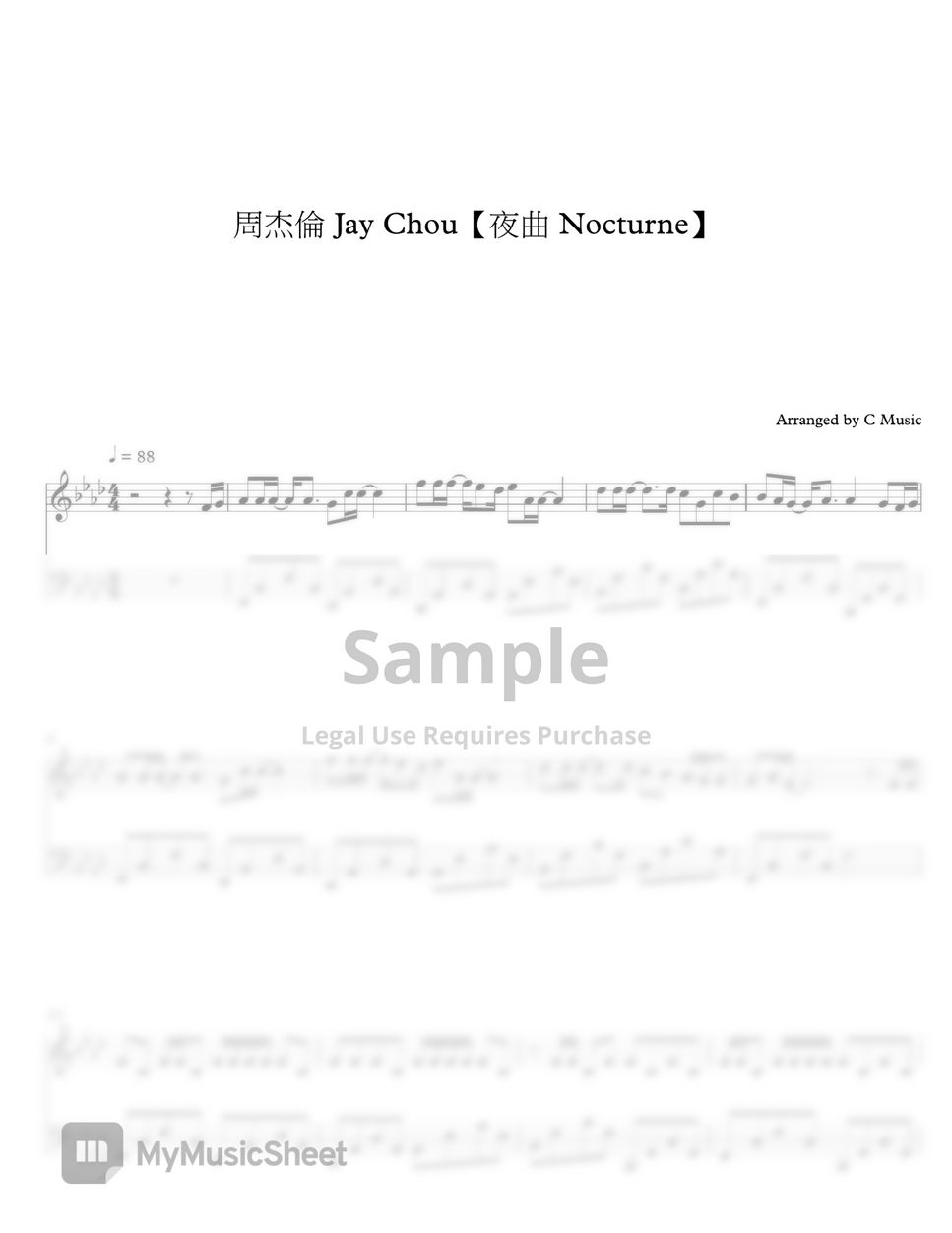 周杰倫 Jay Chou - 夜曲 Nocturne Sheets by C Music