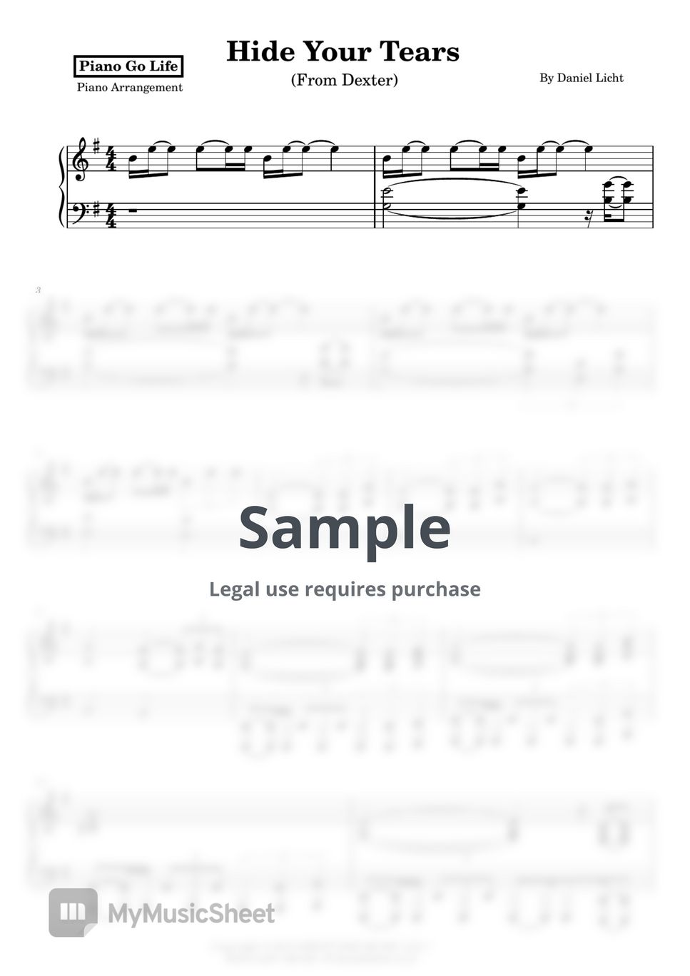 Daniel Licht - Hide Your Tears (Dexter) Sheet Music by Piano Go Life