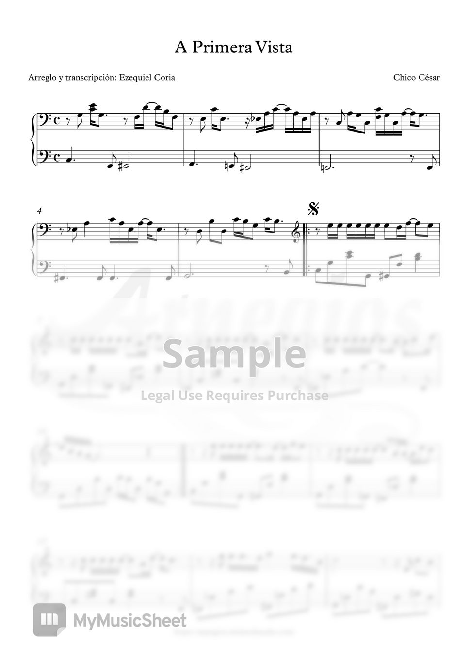 Chico César - A Primera Vista Sheet Music by Ezequiel Coria