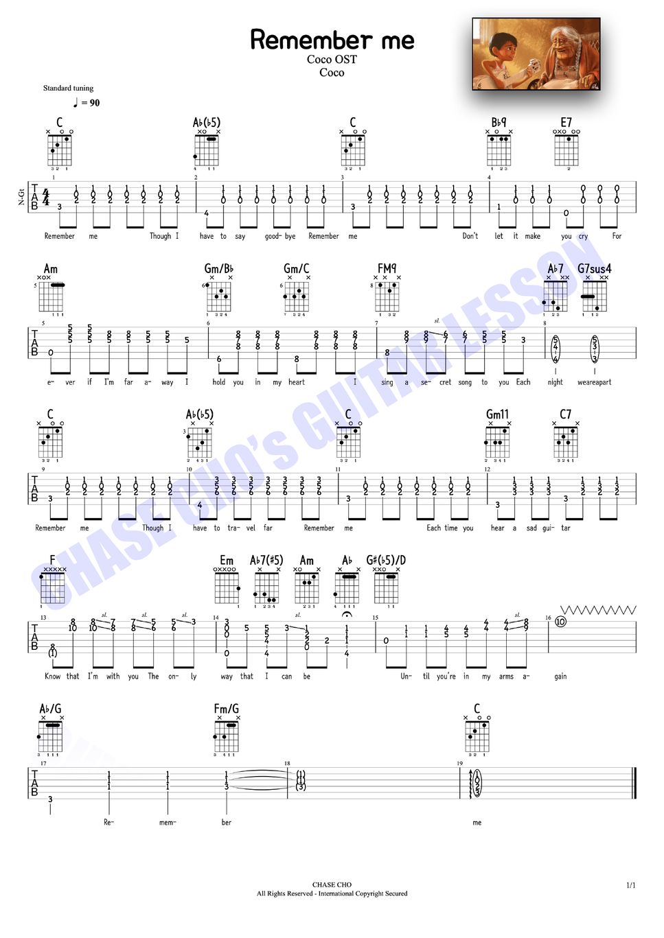 Coco - Remember me (Lullaby) Sheet by Chase Cho