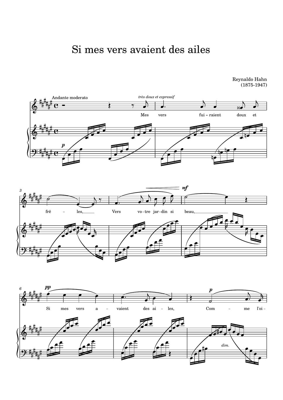Reynaldo Hahn - Si mes vers avaient des ailes - F# Major Sheets by ...