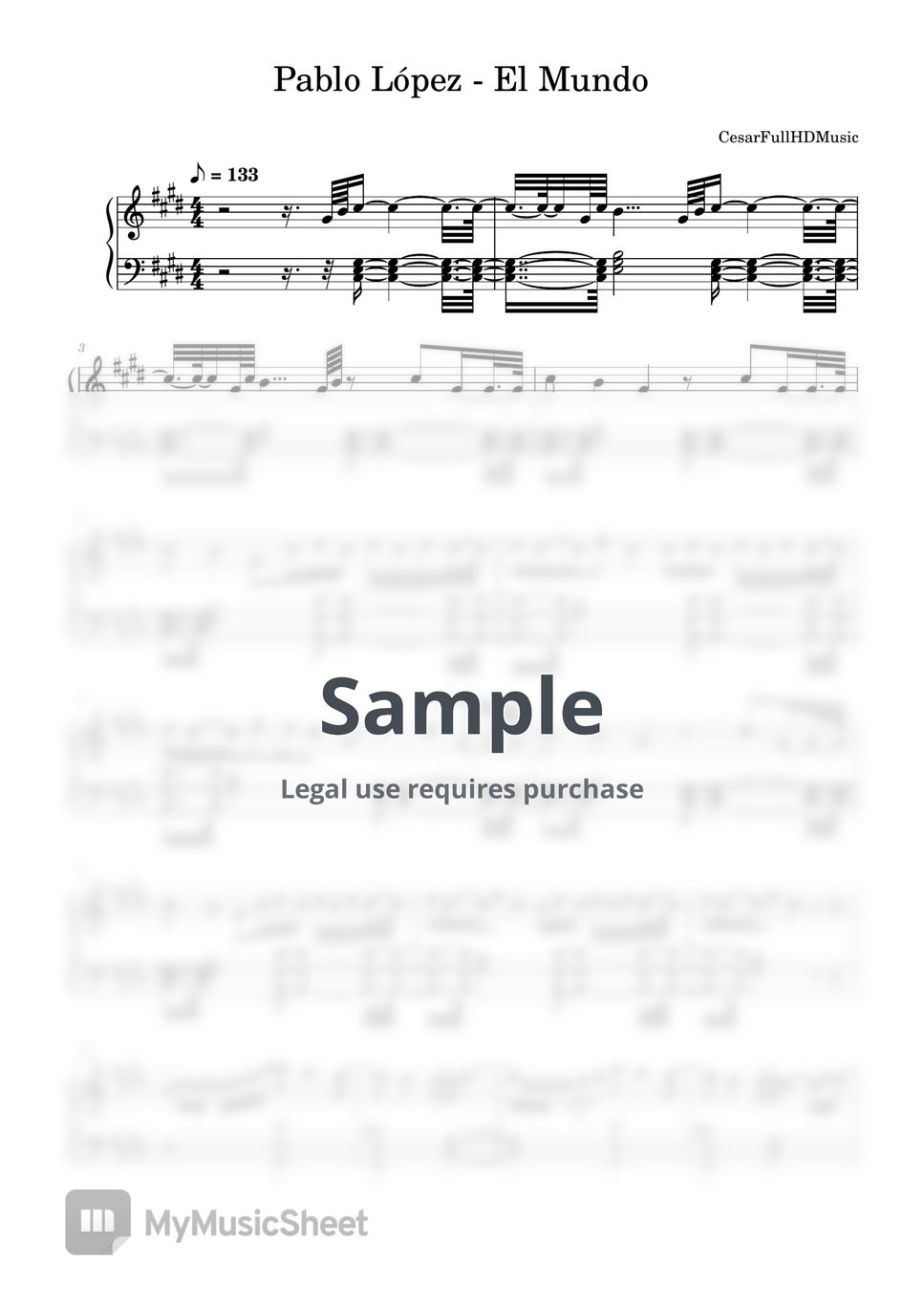 Pablo López - El Mundo Piano Sheet Music PDF | mymusic5