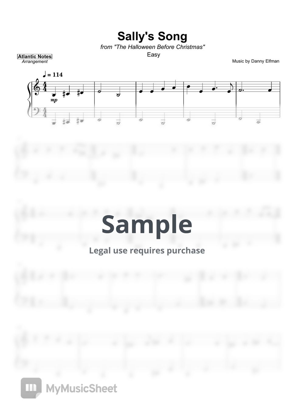 The Nightmare Before Christmas - Sally's Song 악보 by Atlantic Notes