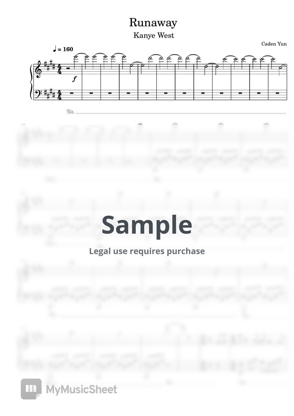 Kanye West - Runaway Sheets by Caden Yun