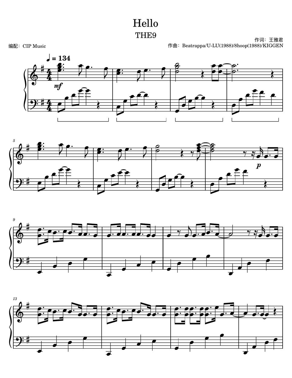 THE9 - Hello Sheet by CIP Music