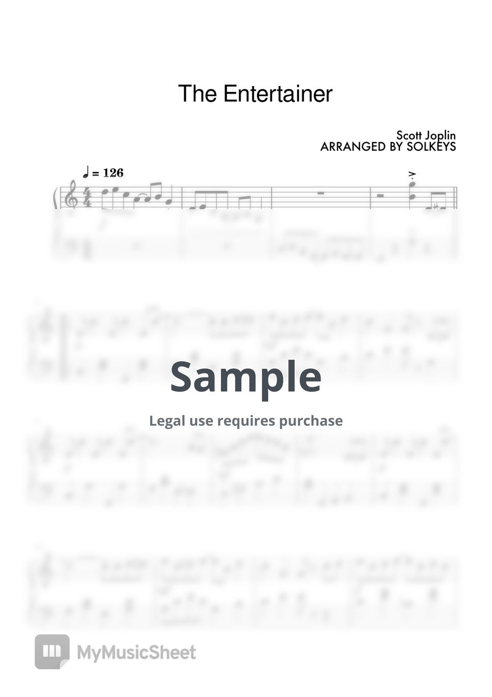 Scott Joplin - The Entertainer Sheet by SolKeys