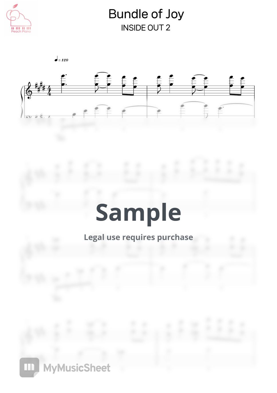 INSIDE OUT2 - Bundle of Joy + Outside Intro Lembar Musik by PeachPiano