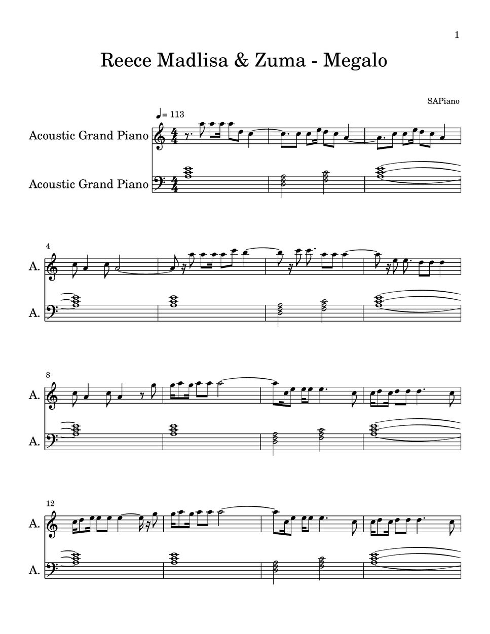 Reece Madlisa - Megalo (PIANO SHEET) Sheets by SA Piano