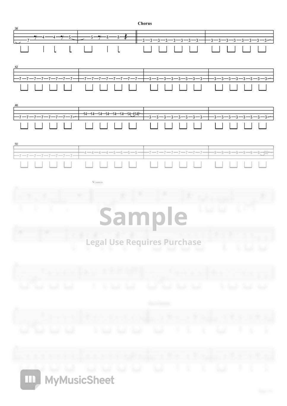 cinema staff - great escape (Bass TAB) Sheet Music by Muya