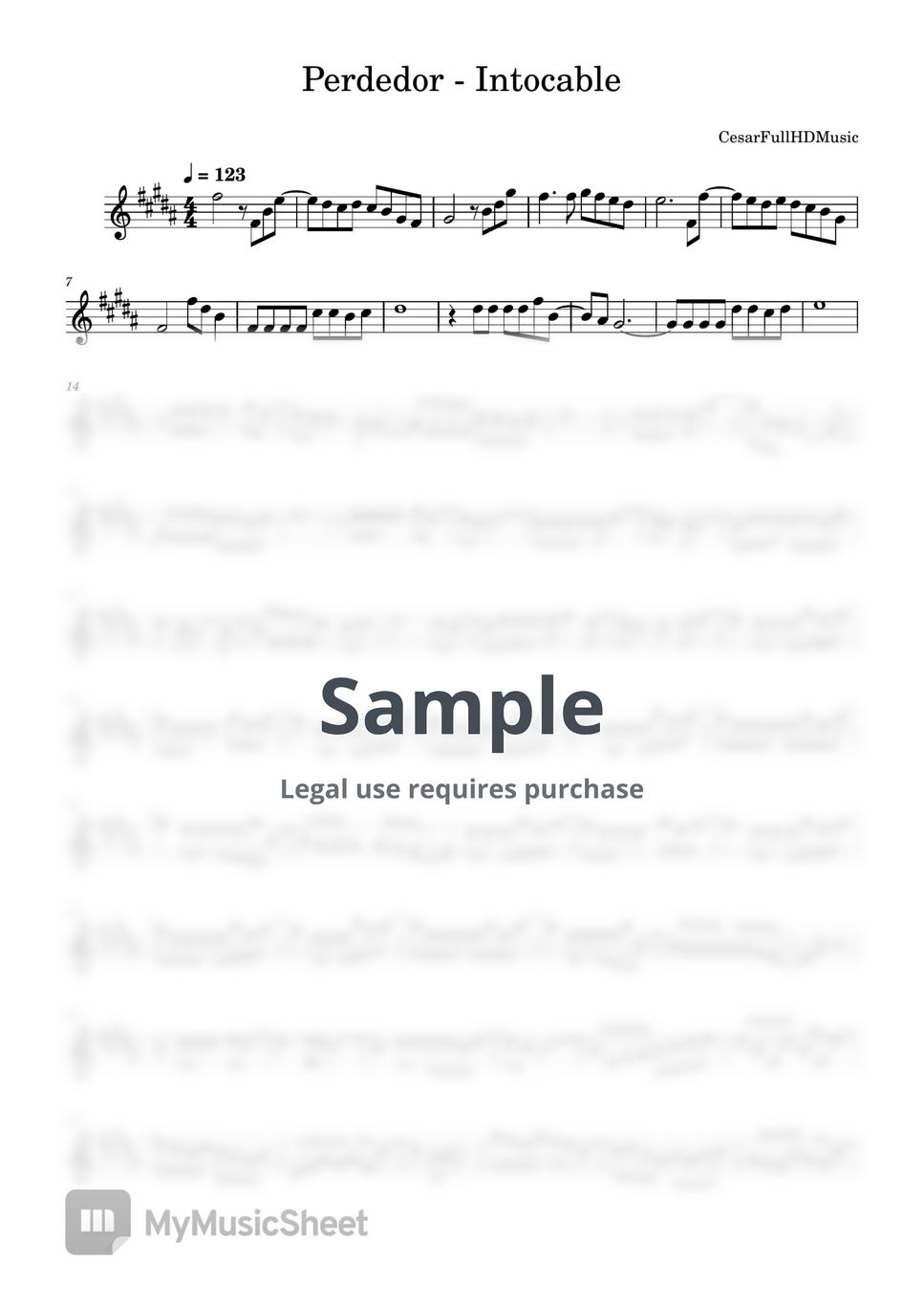 Intocable - Perdedor Sheets
