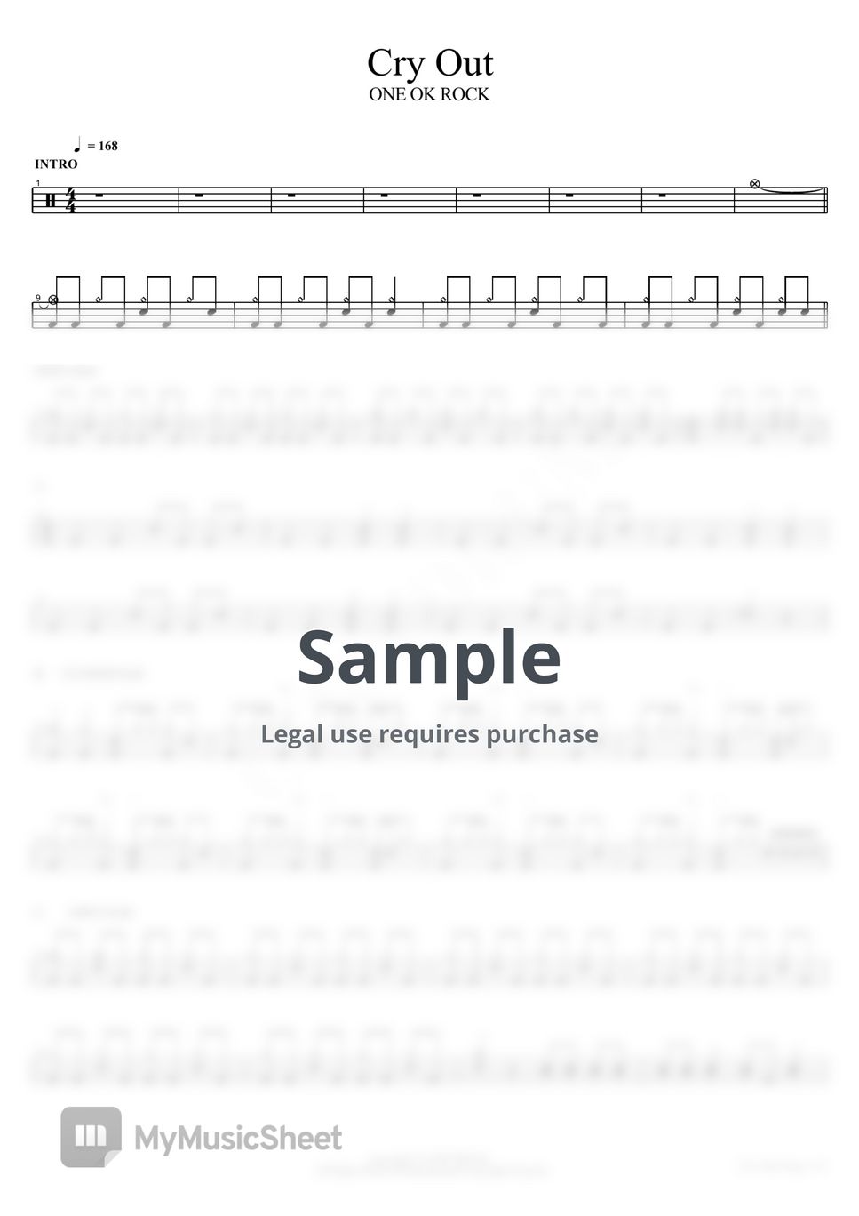 ONE OK ROCK - Cry Out Sheets by COPYDRUM