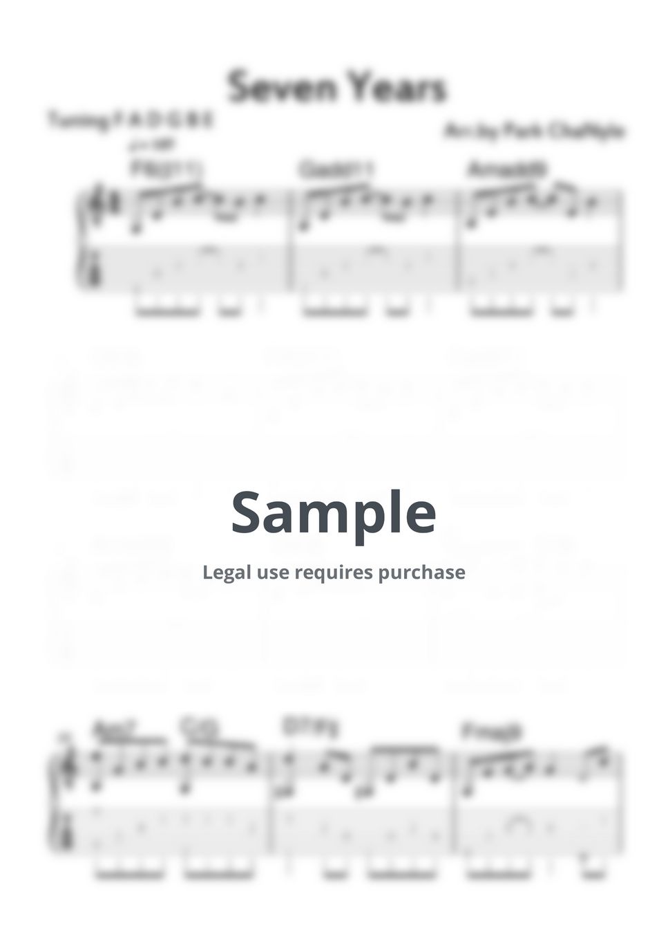 Norah Jones - Seven Years (Fingerstyle Guitar) Tab + 단선 악보 by Park ChaNyle