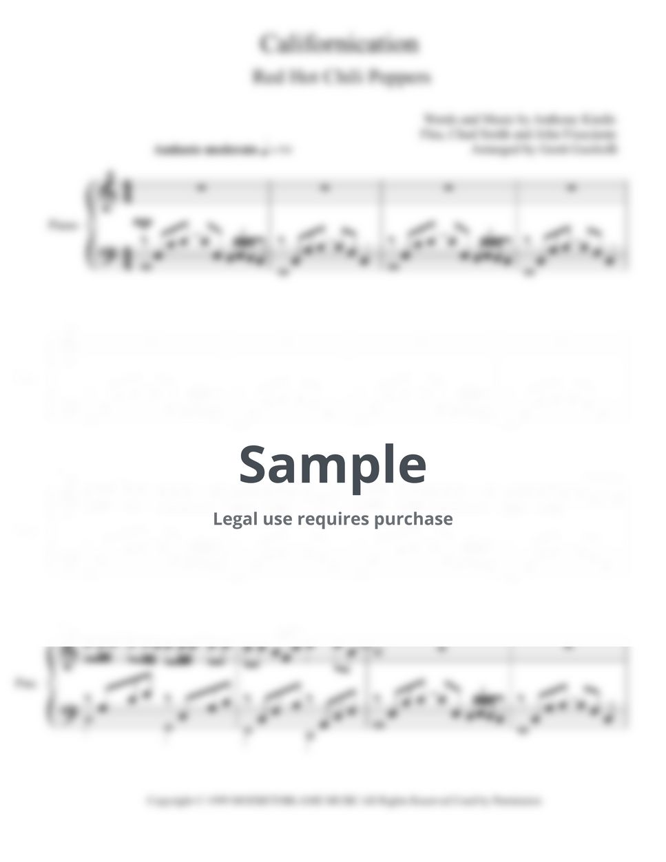 Red Hot Chili Peppers - Californication Sheet Music by Genti Guxholli