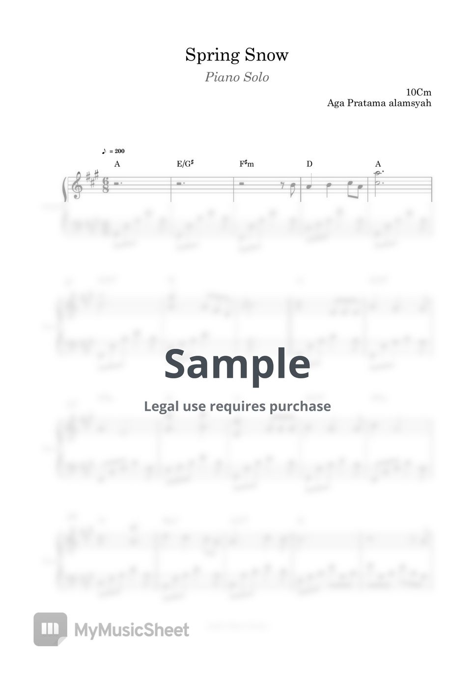 10CM - Spring Snow (Piano Cover) 악보 by Aga Pratama Alamsyah