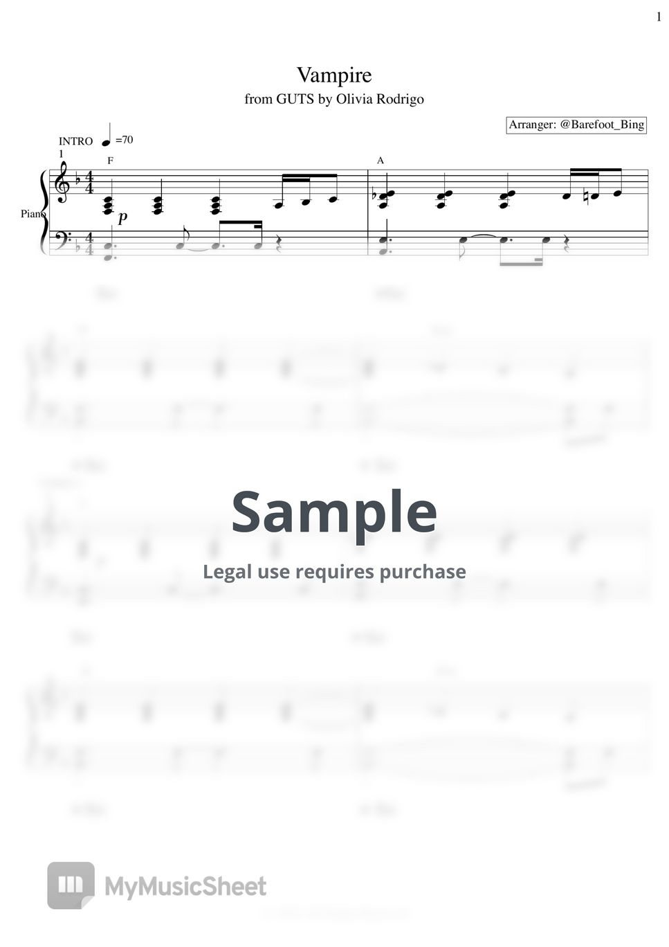 Olivia Rodrigo - vampire Sheets by Barefoot Bing