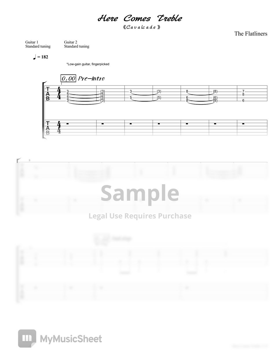 The Flatliners - Here Comes Treble (Guitar sheet) Sheet Music by DONG HAO