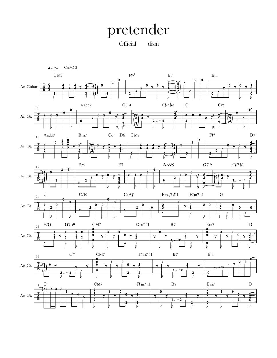 Official髭男dism - Pretender TAB by Shin Izumi