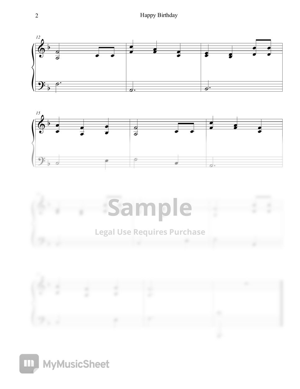 Patty Hill - Happy Birthday To You (Easy Piano) Sheets by Betacustic