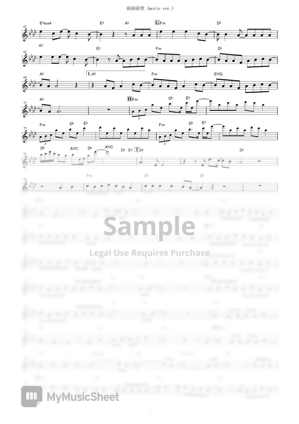 RADWIMPS - Zenzenzense (movie ver.) (Your Name. / in Eb) Sheets by muta-sax